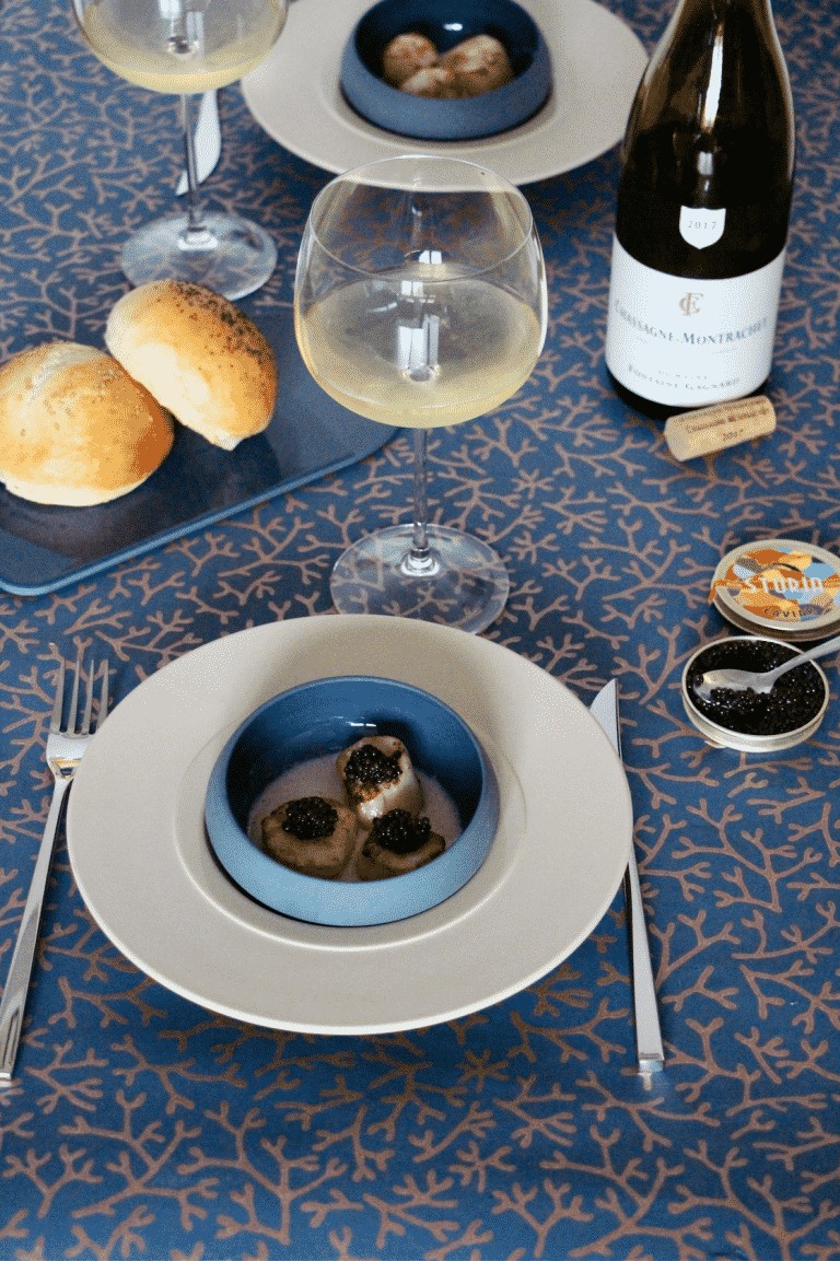 Les Saint Jacques au Caviar, émulsion à la Pancetta - Casserole et Chocolat